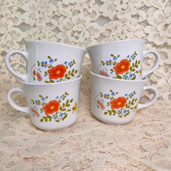 Corelle | Dining | Vtg 7s Corelle Wildflower Coffee Mugs Set Of 4 ...